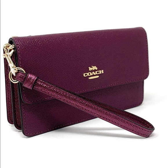 Coach | Bags | Last Coach Wristlet Raspberrymetallic Wine | Poshmark